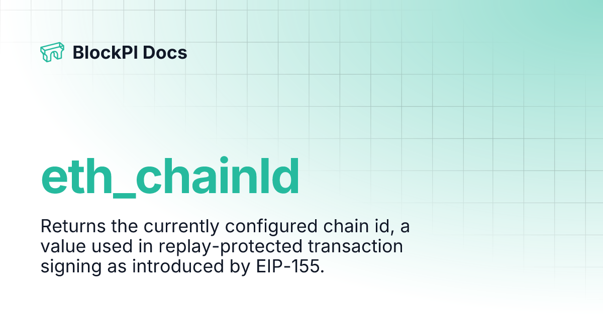 eth_chainId | BlockPI Docs