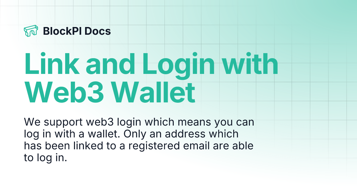 Link and Login with Web3 Wallet | BlockPI Docs